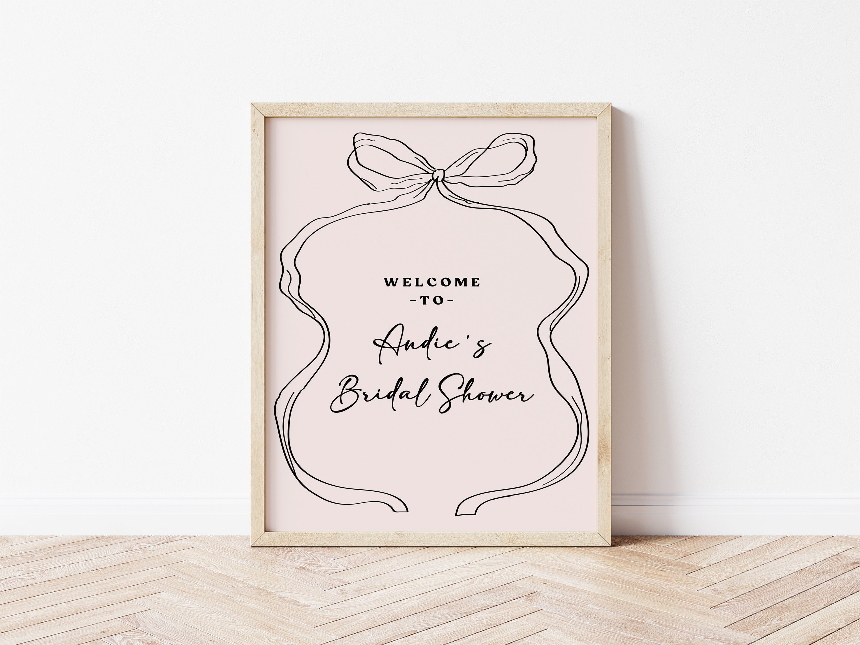 Editable Bow Welcome Sign Template | Hand Drawn Bow Coquette Bridal ...
