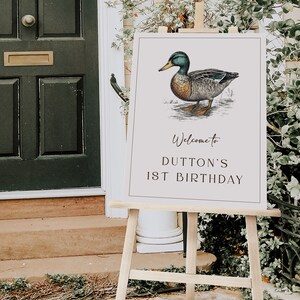 One Lucky Duck Birthday Welcome Sign Template | Editable Duck First ...