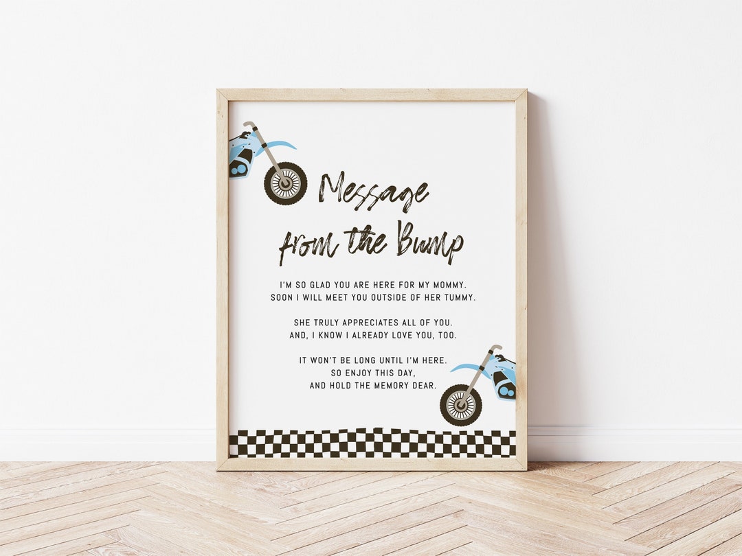Message From the Bump Sign for Dirt Bike Baby Shower Decor | Editable ...