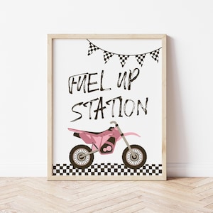 Editable Dirt Bike Sign Template | Fuel up Station Pink TWO Fast ...