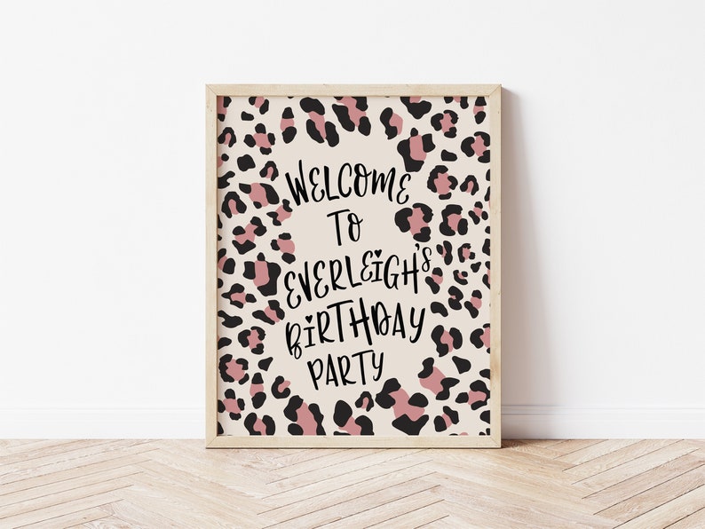Wild One Welcome Sign Template Pink Leopard Two Wild - Etsy