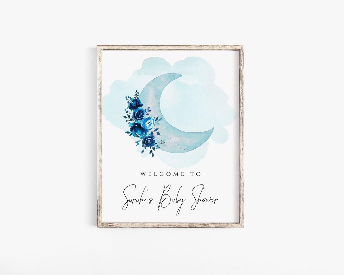 Moon Baby Shower Welcome Sign Boy Over the Moon Baby Shower - Etsy