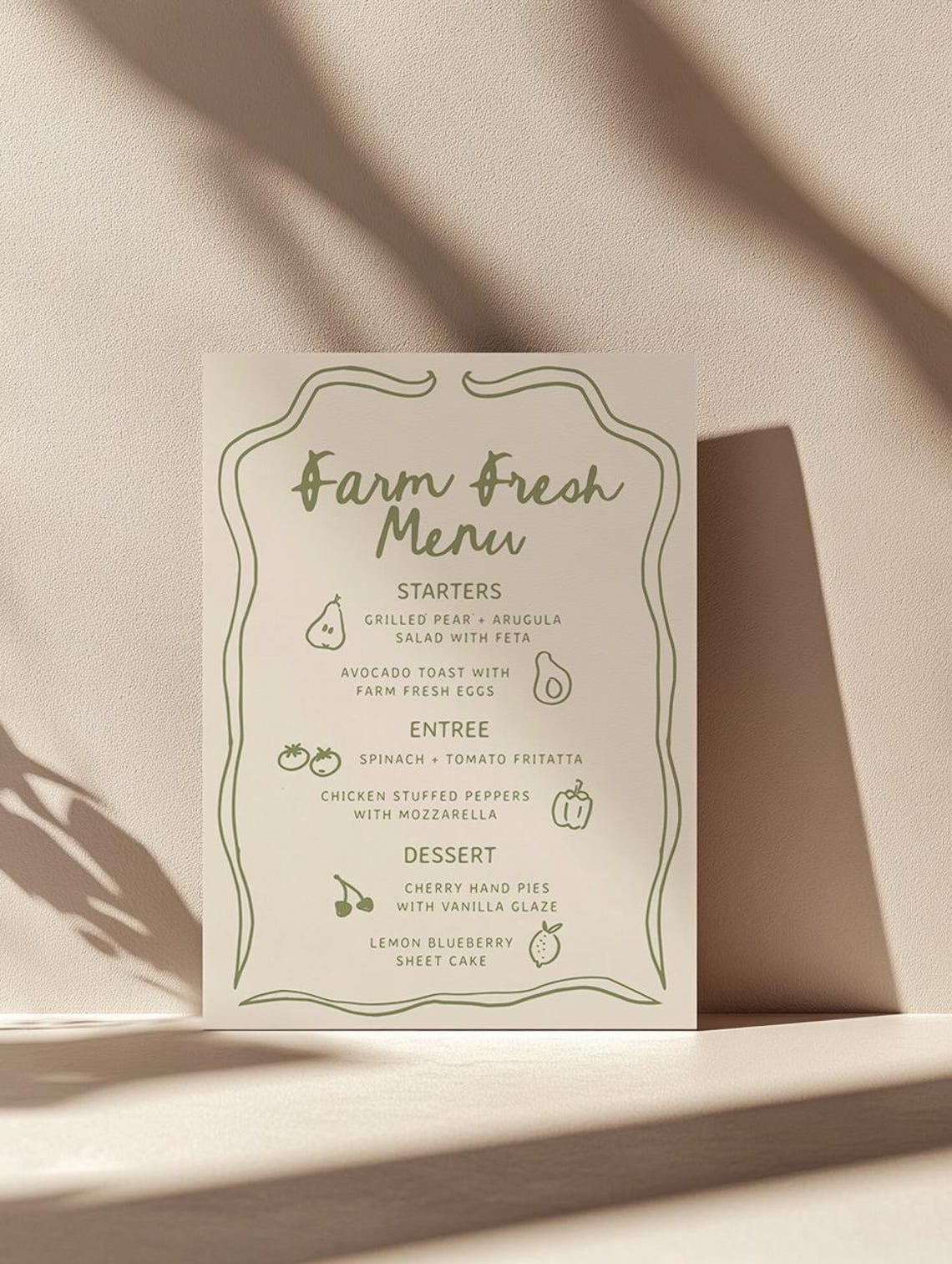 Editable Farmer's Market Menu Template | Fresh off the Market Bridal ...