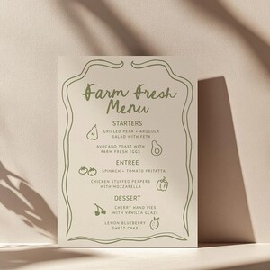 Editable Farmer's Market Menu Template | Fresh off the Market Bridal ...