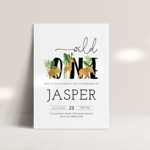 Wild One 1st Birthday Invitation Template | Editable Safari Boy First ...