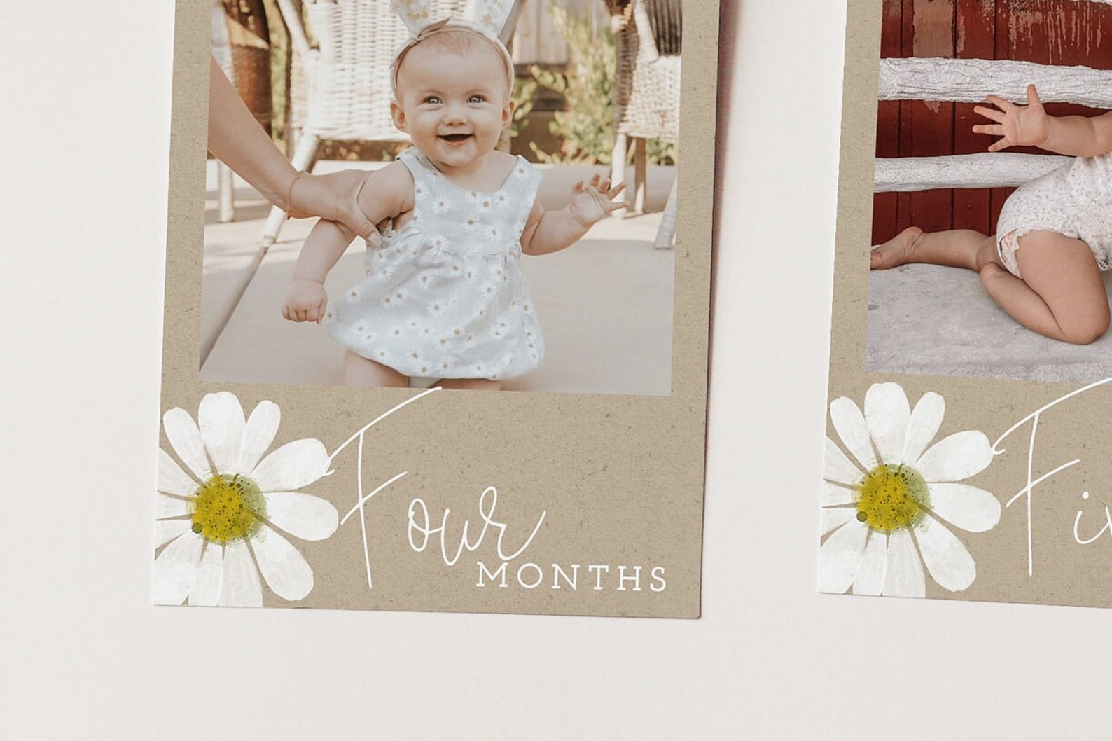 Daisy 1st Birthday Photo Banner Template | Floral Month by Month ...