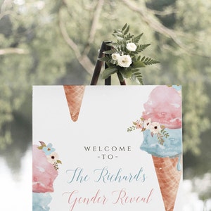 Ice Cream Welcome Sign Template | Editable Here's the Scoop Party ...