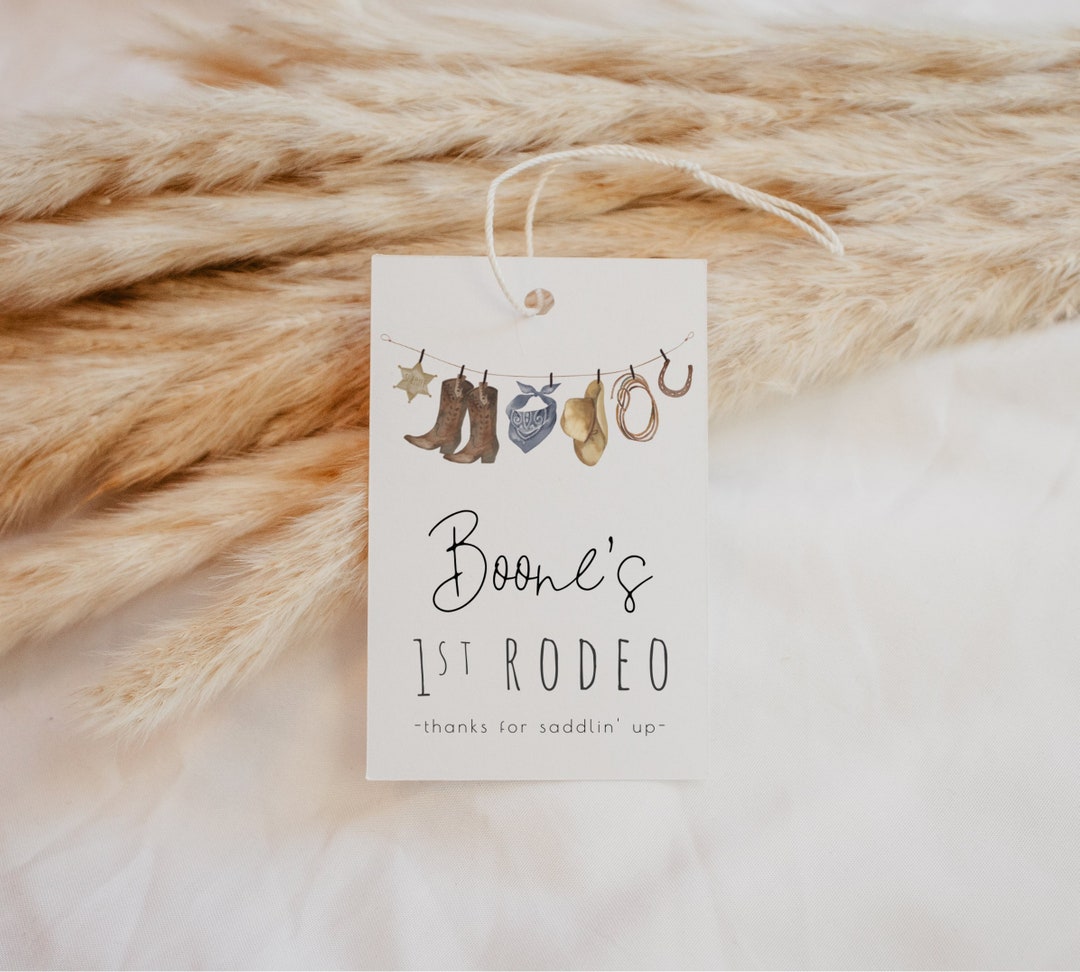 1st Rodeo Thank You Favor Tag Template | Cowboy 1st Birthday Printable ...