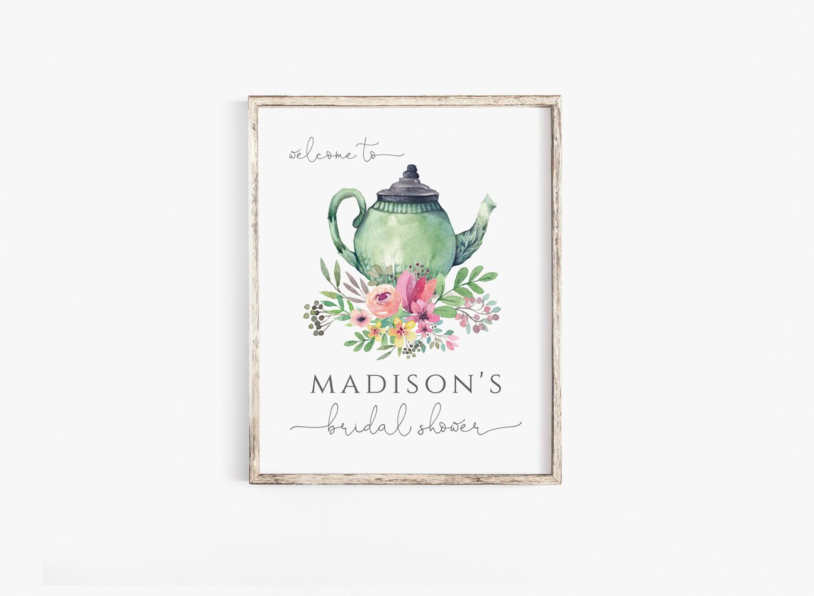 Tea Party Welcome Sign Template | Bridal Shower Welcome Editable ...