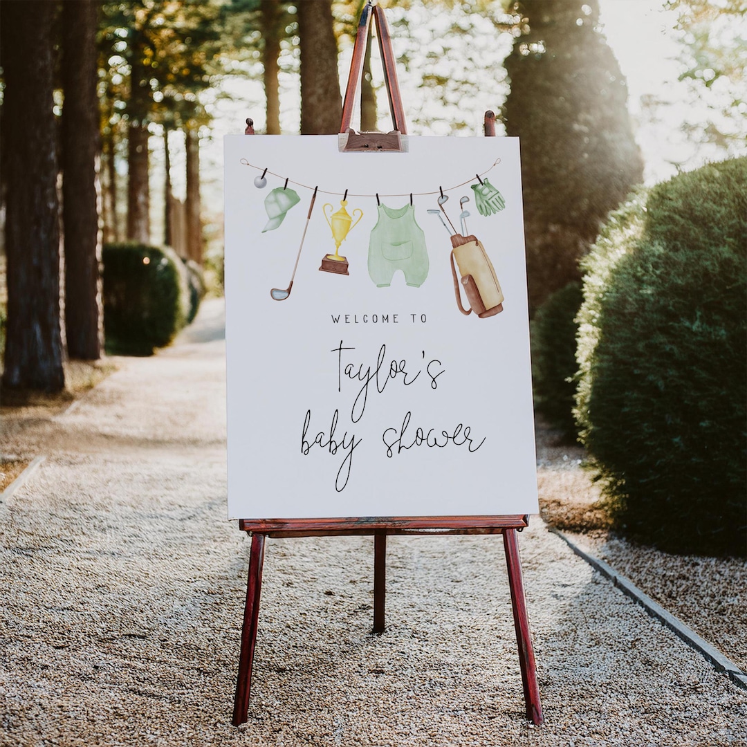 Editable Golf Welcome Sign Template | Hole in ONE First Birthday Party ...