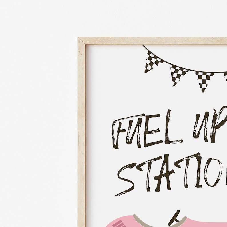 Editable Race Car Sign Template | Pink Fuel up Station TWO Fast ...