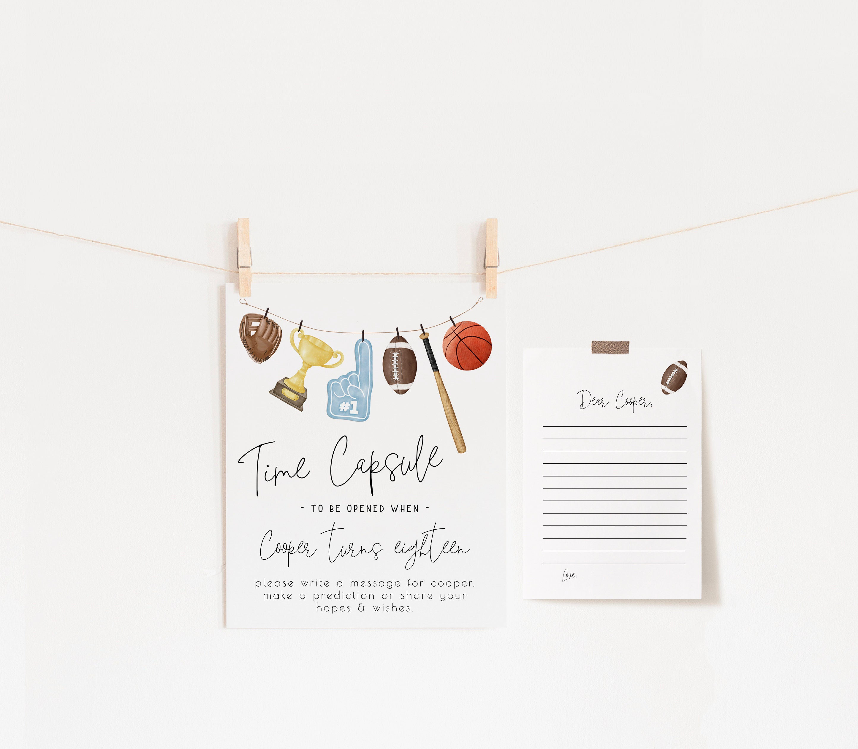 Sports Time Capsule Birthday Template Our Little All Star - Etsy