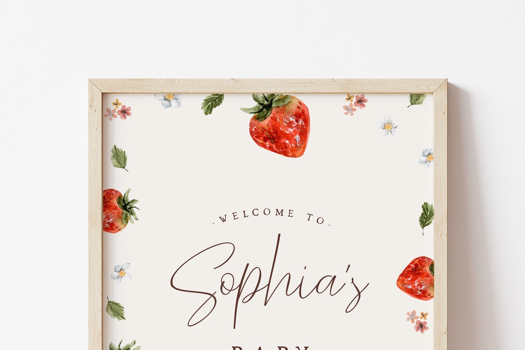 Strawberry Welcome Sign Berry Baby Shower Decor Editable - Etsy
