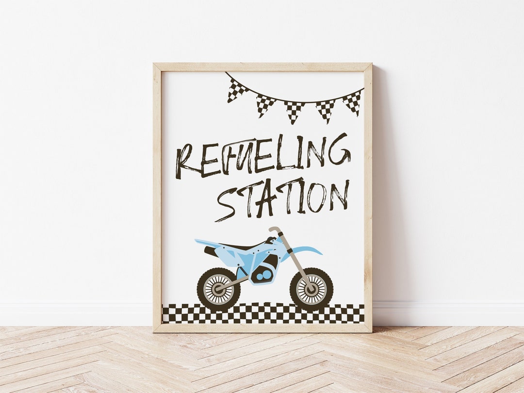 Refueling Station Sign Template | Dirt Bike Baby Shower Food Sign ...