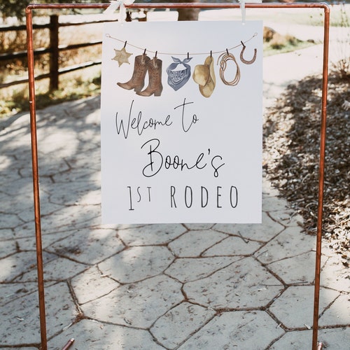 1st Rodeo Birthday Welcome Sign Template Cowboy First - Etsy