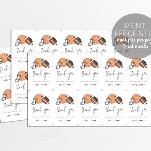 Football Thank You Favor Tag Template | Orange All Star Sports Birthday ...
