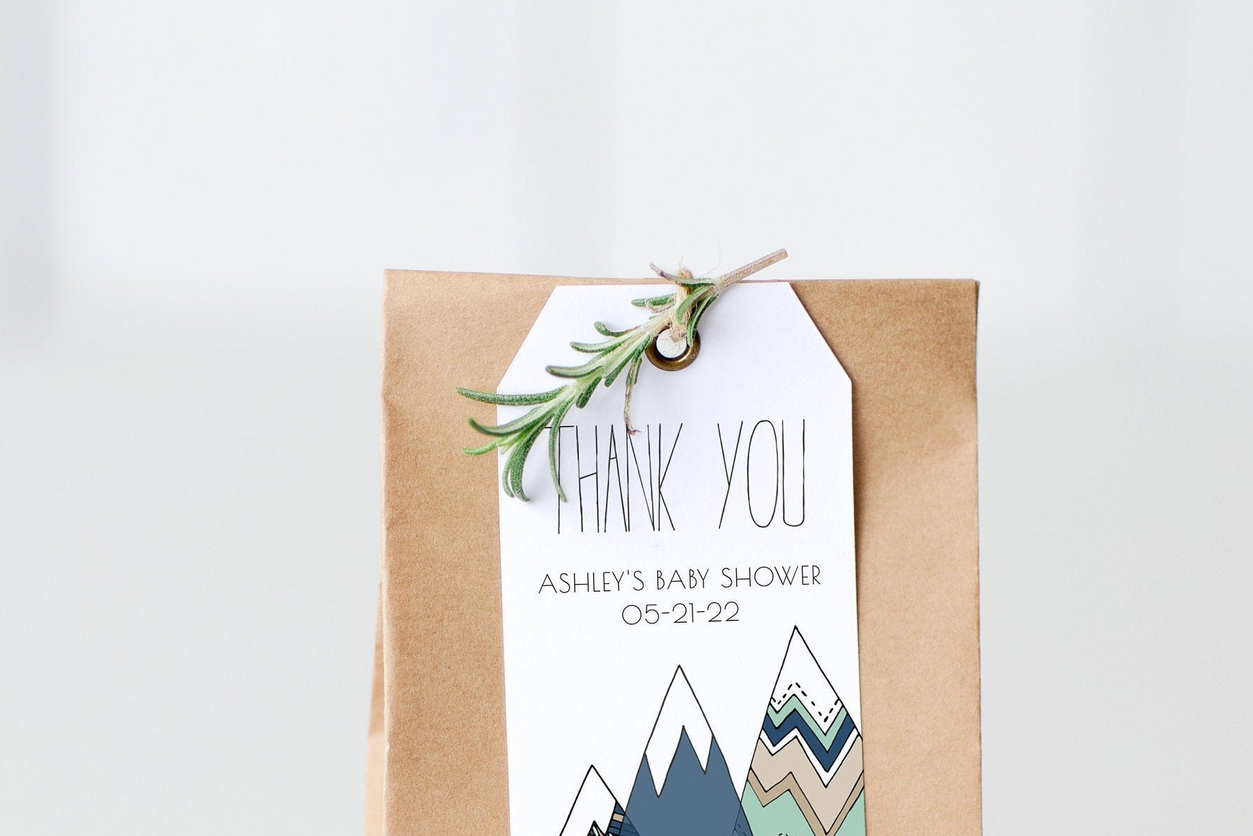 Mountain Thank You Favor Tag Adventure Begins Baby Shower | Etsy
