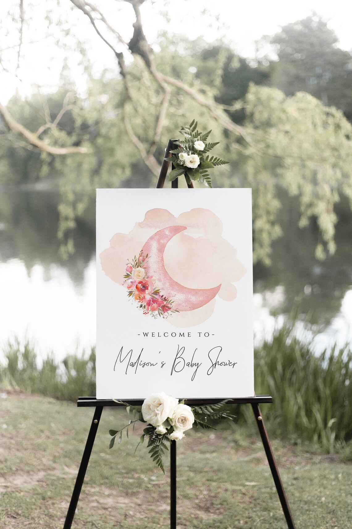 Moon Baby Shower Welcome Sign Template | Girl Over the Moon Baby ...