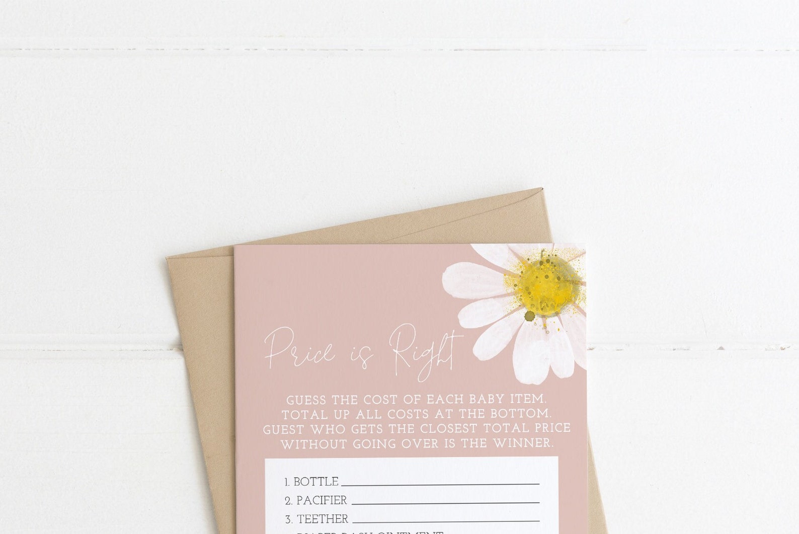 Daisy Price is Right Baby Shower Game Template Pink Daisy - Etsy