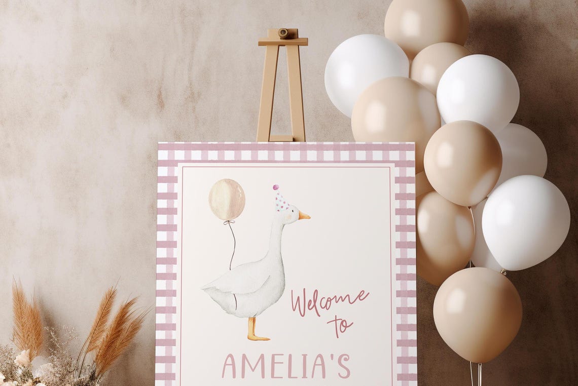 One Silly Goose Welcome Sign Template | Editable Girl Goose 1st ...