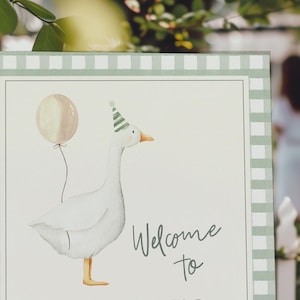 One Silly Goose Welcome Sign Template | Editable Green Goose 1st ...