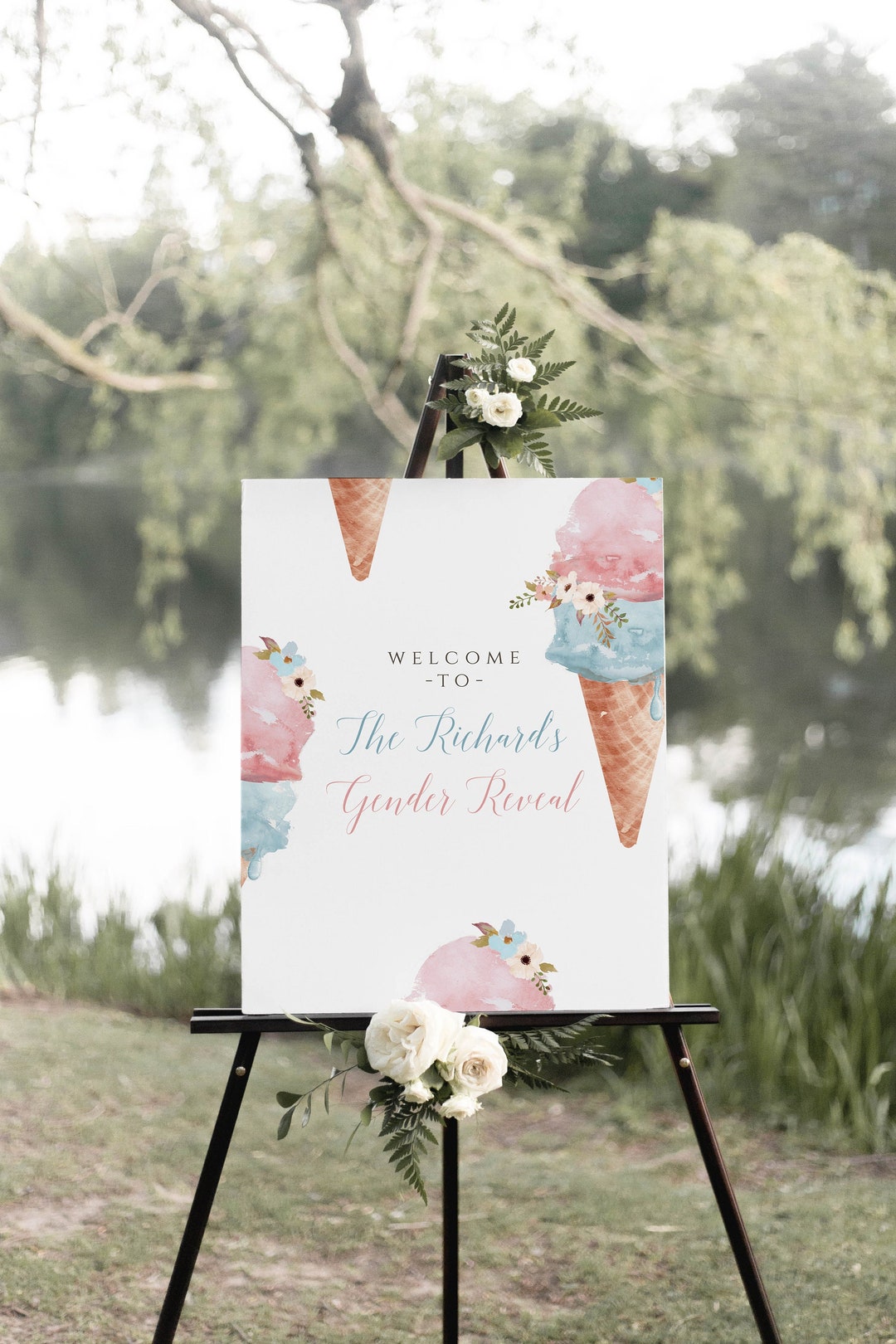 Ice Cream Welcome Sign Template | Editable Here's the Scoop Party ...