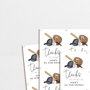 Baseball Thank You Favor Tag | All Star Rookie Year 1st Birthday ...
