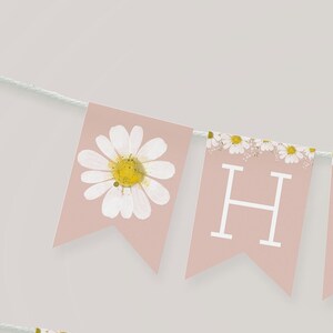 Daisy Birthday Banner Template | Pink Printable Daisy Happy Birthday ...