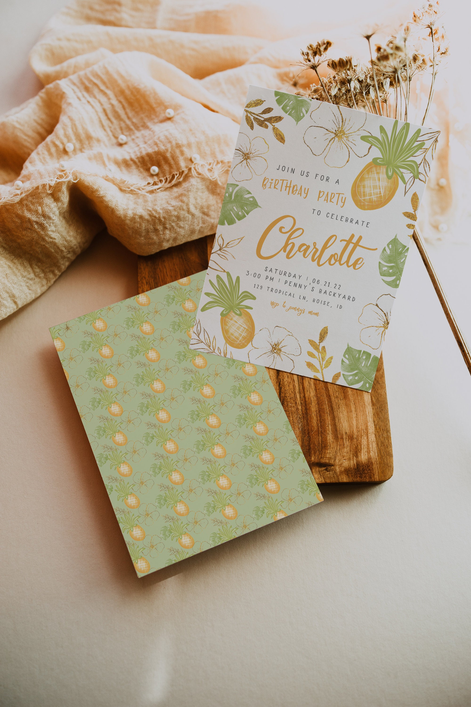 Pineapple Birthday Invitation | Tropical Birthday Editable Template ...
