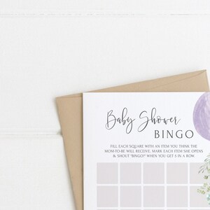 Purple Bingo Baby Shower Printable Game, Lavender Ready to Pop Baby ...