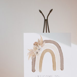 Boho Rainbow Welcome Sign Template Birthday Party | Modern Beige ...