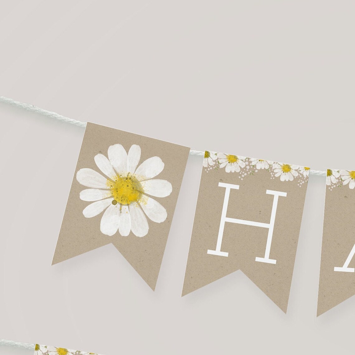 Daisy Happy Birthday Banner Template Girl 1st Birthday - Etsy