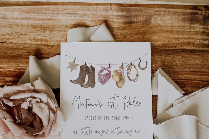 My 1st Rodeo Girl Birthday Invitation Template | Our Little Cowgirl is ...
