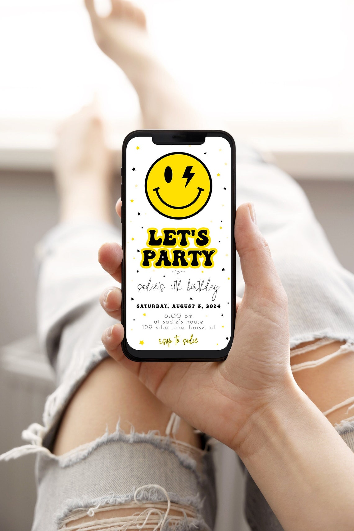 Editable Birthday Text Invitation Template Lightning Bolt - Etsy