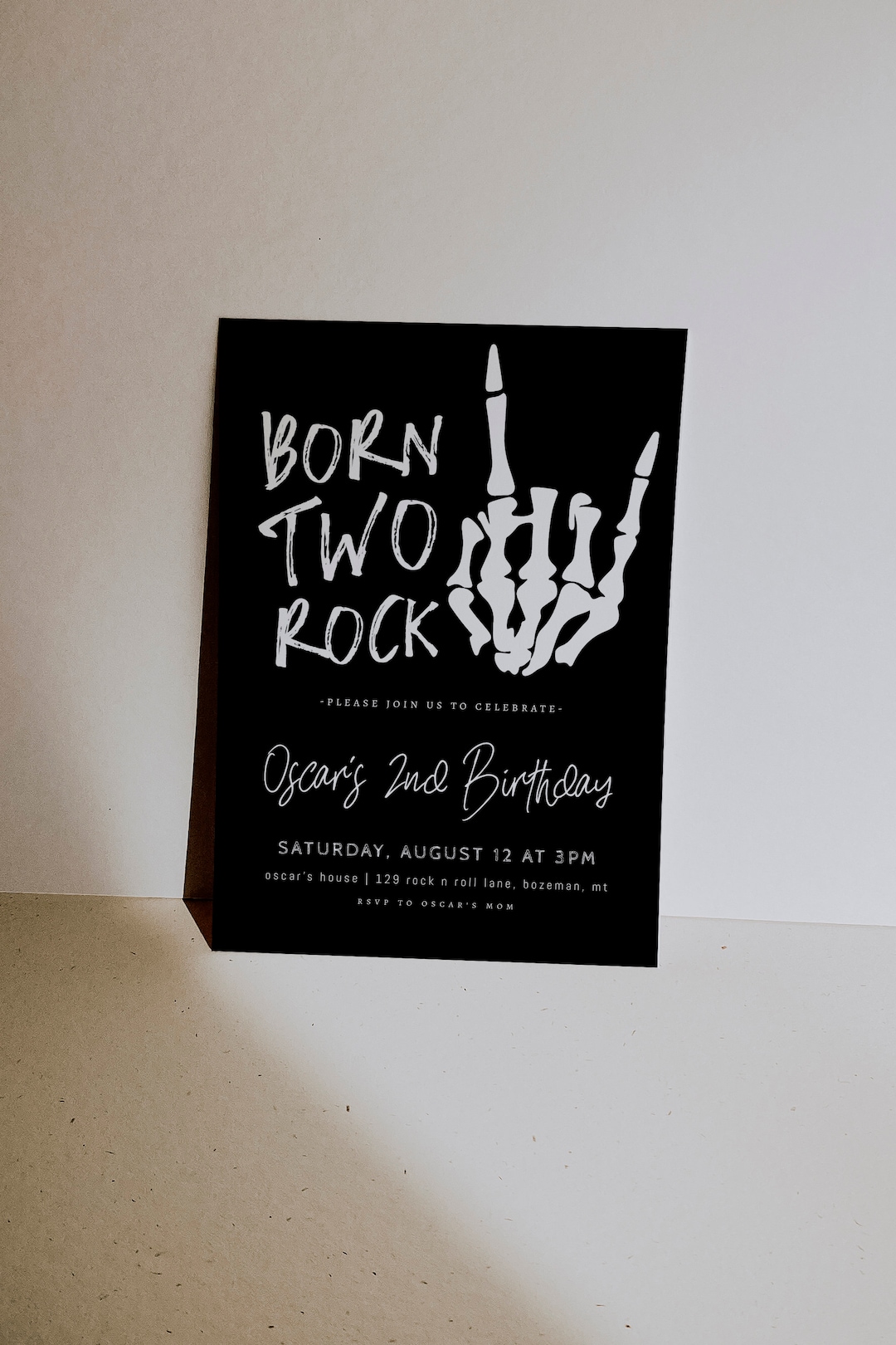 Born Two Rock 2nd Birthday Invitation Template | Editable Rock N Roll ...