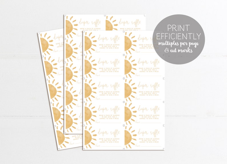 Sunshine Diaper Raffle Ticket Template | A Little Sunshine Gender ...