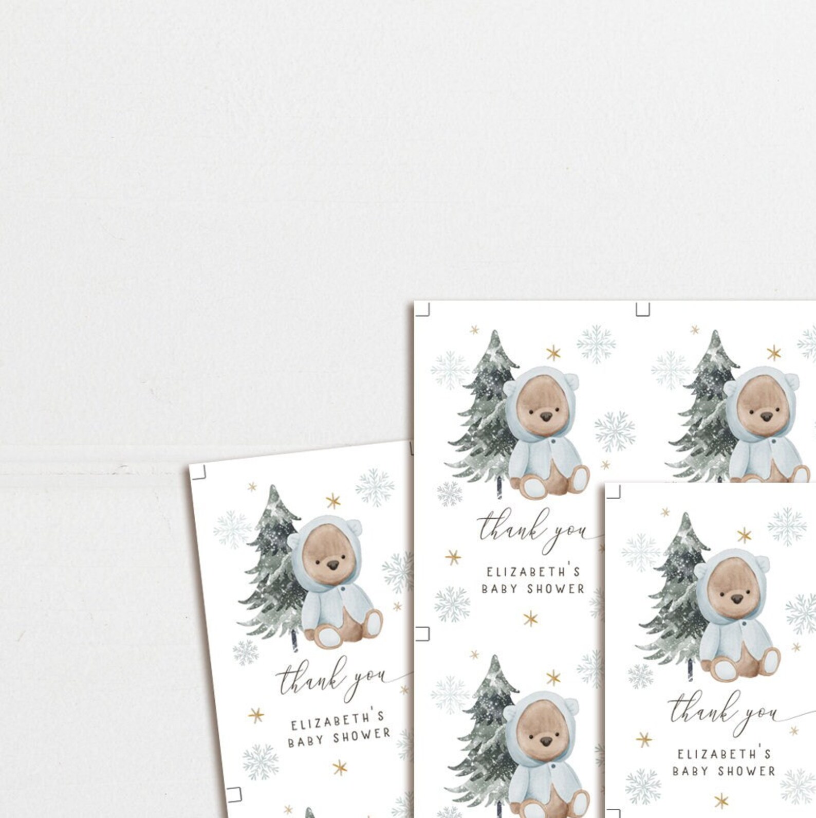 Winter Bear Thank You Favor Tag Boy Beary Cute Baby It's | Etsy