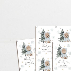 Winter Bear Thank You Favor Tag Boy Beary Cute Baby It's - Etsy