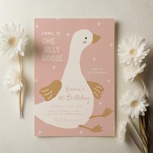 One Silly Goose Girl Birthday Invitation -editable Template | DIY ONE ...