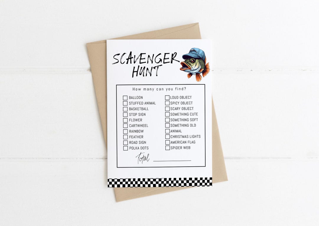 Scavenger Hunt Template Fish Birthday | Editable Fishing Birthday ...