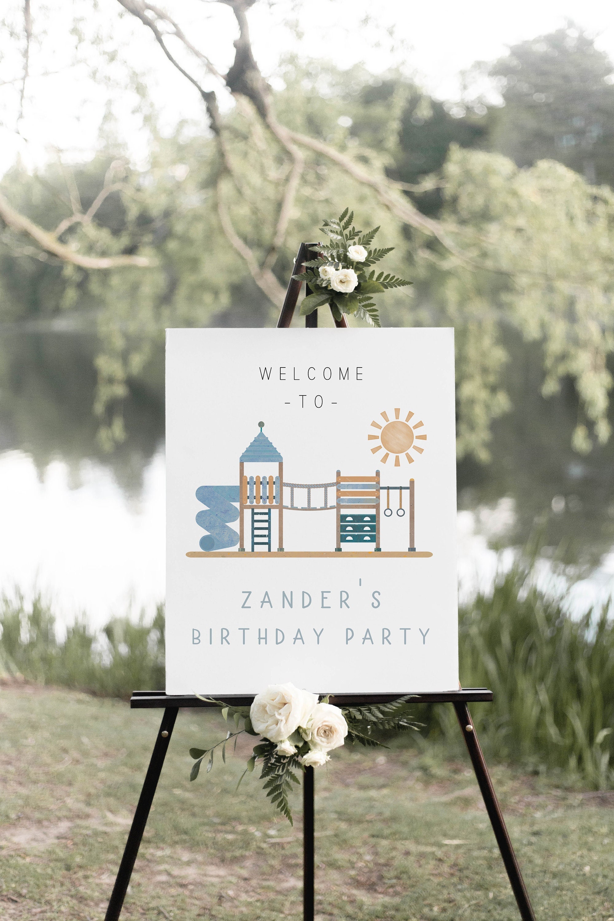 Playground Birthday Editable Welcome Sign Outdoor Park Boy - Etsy