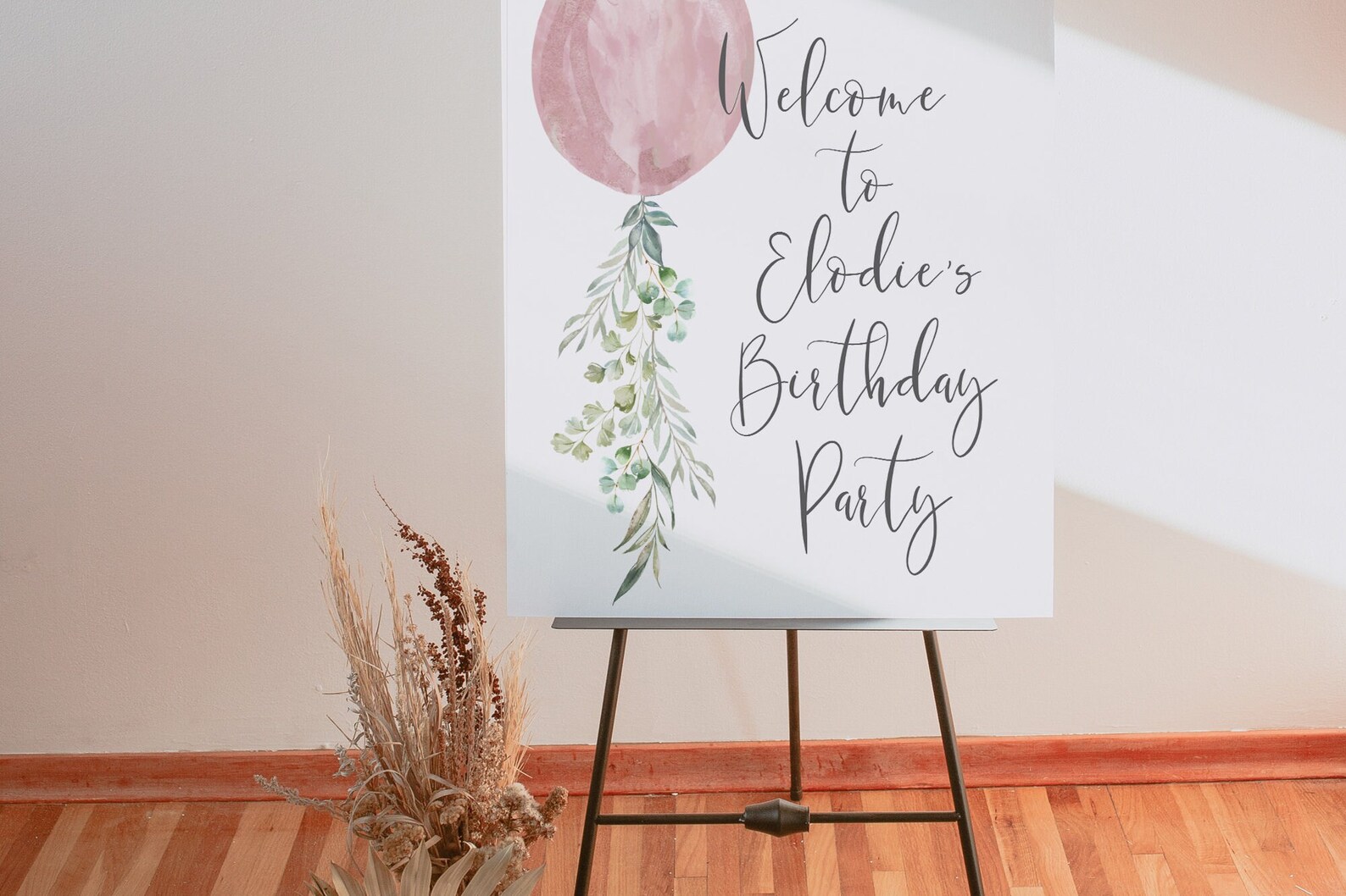 Pink Balloon Baby Shower Welcome Sign | Girl Birthday Party Decor ...
