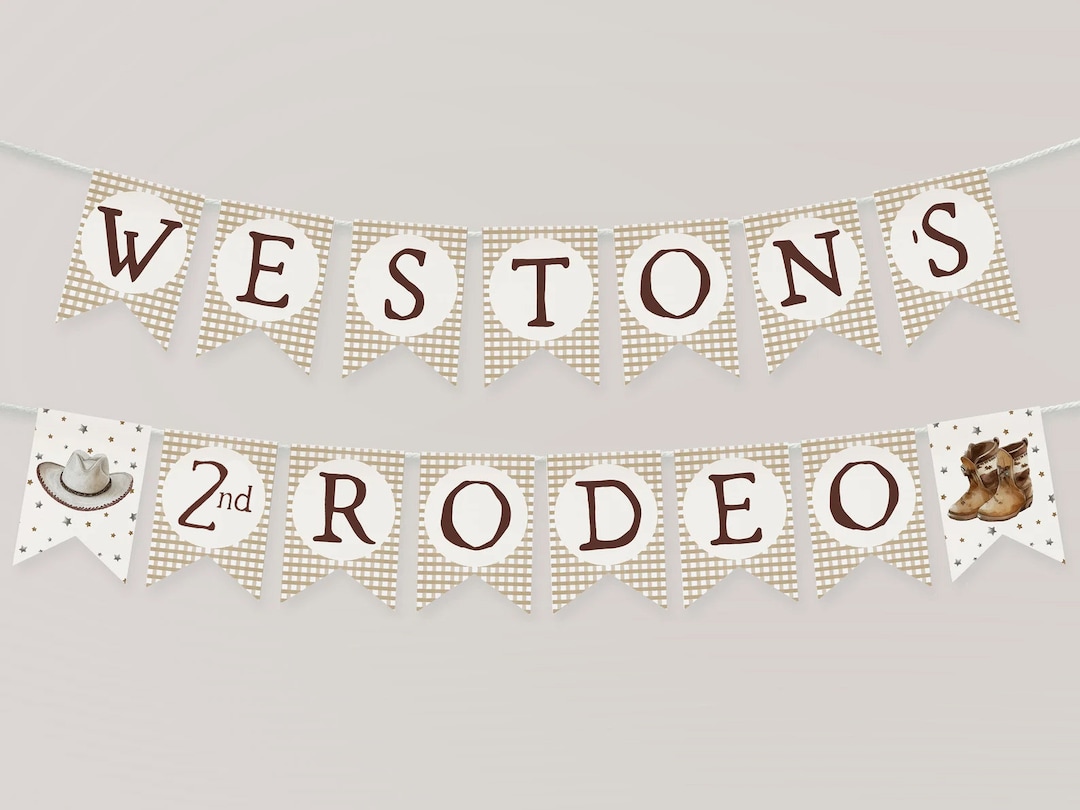 2nd Rodeo Birthday Banner | Cowboy 2nd Birthday Printable Pendant Sign ...