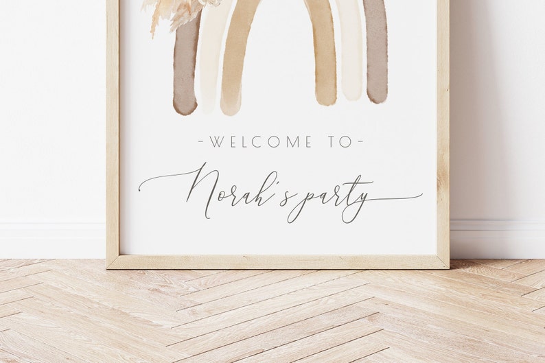 Boho Rainbow Welcome Sign Template Birthday Party Modern | Etsy