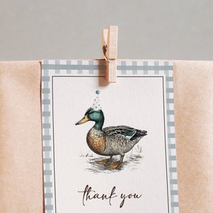Duck Thank You Favor Tag Template | Editable One Lucky Duck 1st ...
