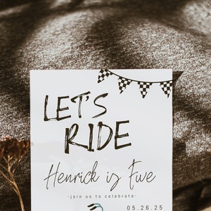 Bicycle Birthday Invitation Template | Editable Bike Let's Ride ...
