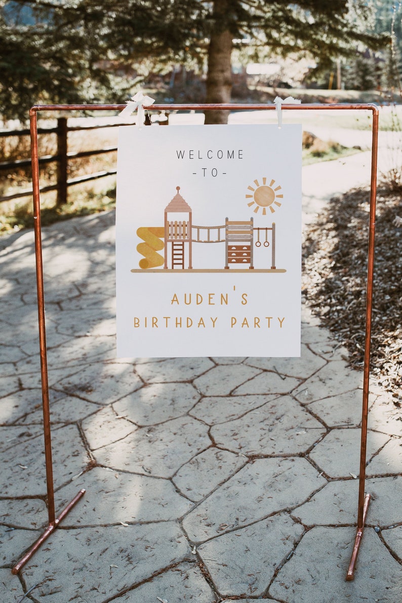 Playground Birthday Party Welcome Sign Outdoor Orange Park - Etsy