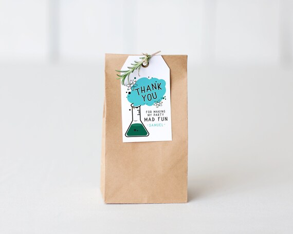 Science Thank You Favor Tag Thanks for Making my Party Mad Fun ...