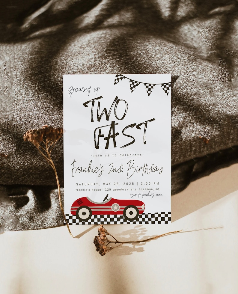 TWO Fast Birthday Bundle Editable Template Package Red Race - Etsy