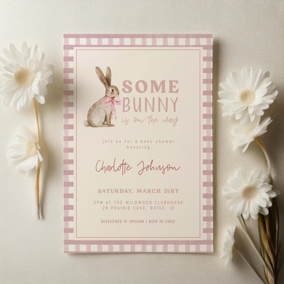 Some Bunny Baby Shower Invitation Template | Editable Girl Some Bunny ...